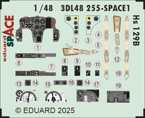 Eduard 1:48 3DL48255 Space Decals Hs129B Takom