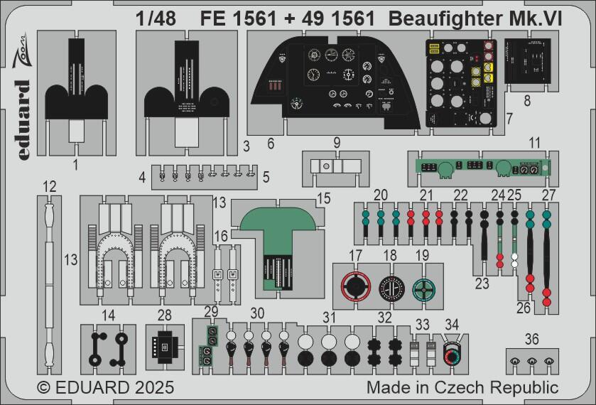 Eduard 1:48 FE1561 Accessories Beaufighter MkVI Revell