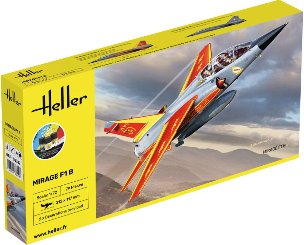 1:72 Heller 35319 Mirage F1 Plane - Starter Kit