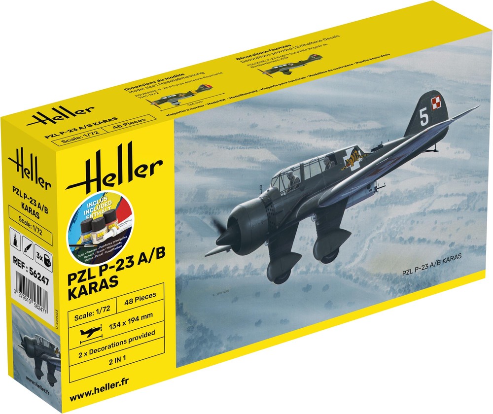 1:72 Heller 56247 PZL P-23 A/B Karas Plane - Starter Kit