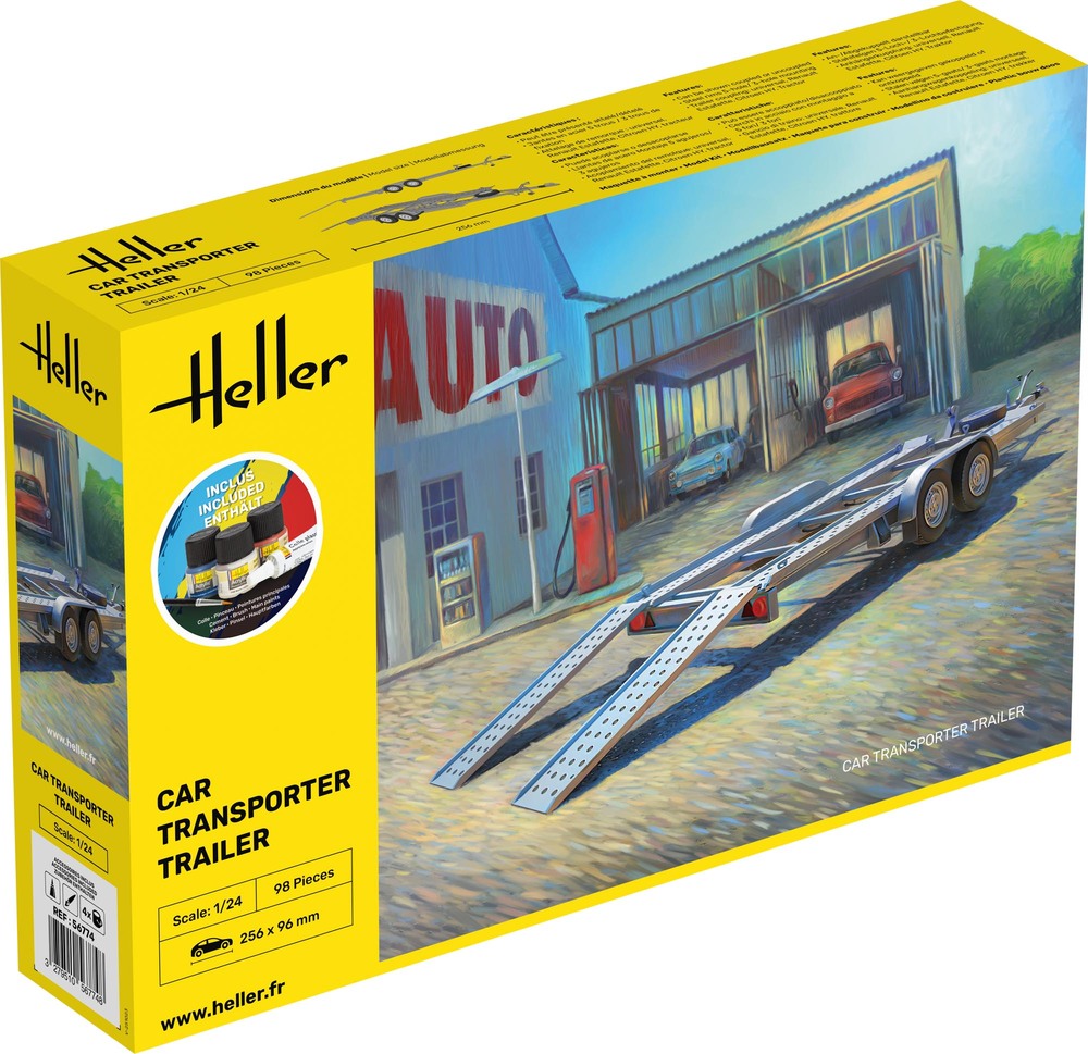 Heller Auto Transport Trailer - 1:24 Model Kit Starter Set
