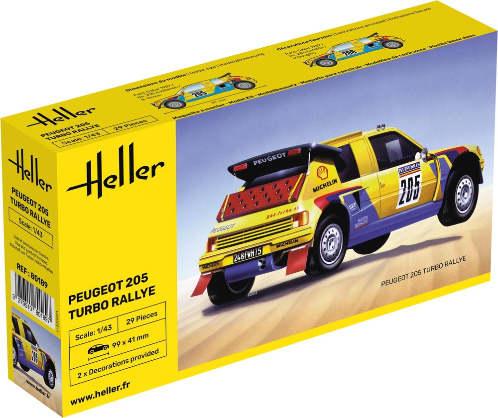 1:43 Heller 80189 Peugot 205 Turbo Rally Auto