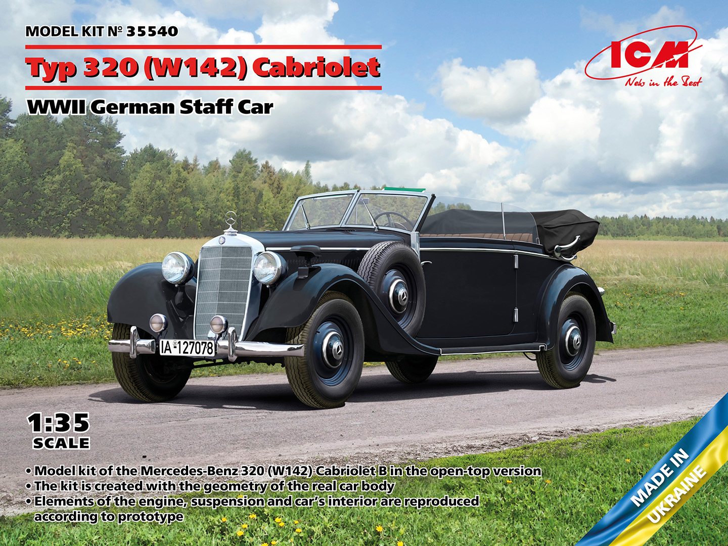 1:35 ICM 35540 Mercedes-Benz Typ 320 (W142) Cabriolet - WWII German ...
