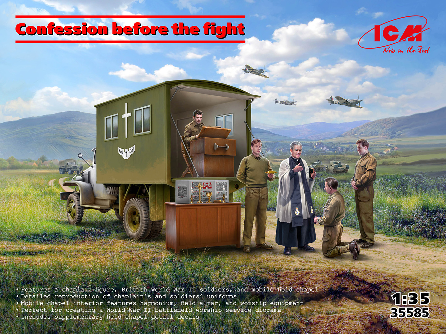ICM 1:35 Mobile Field Chapel Truck with Chaplain + Soldiers