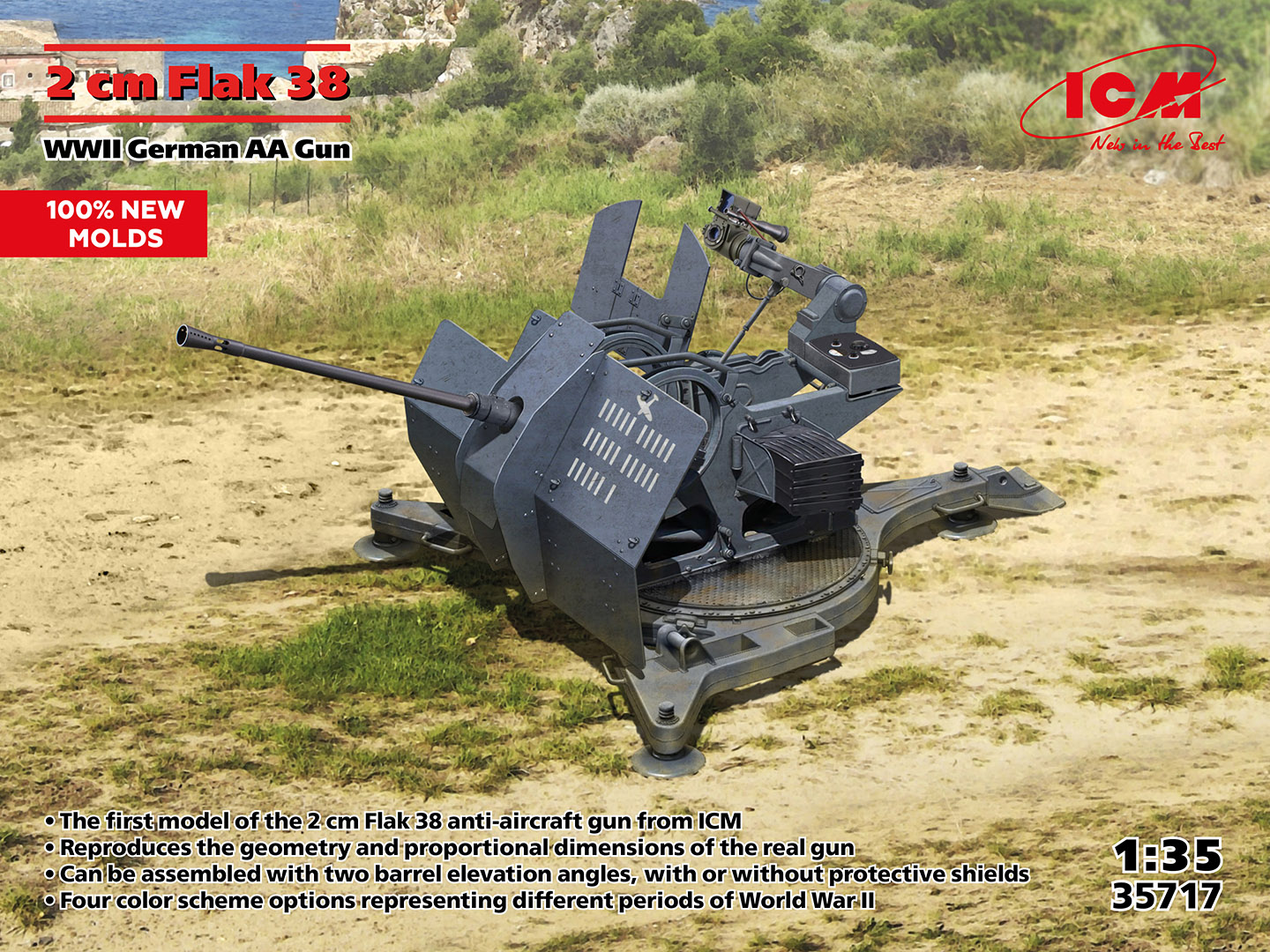 1:35 ICM Flak 38 Duitse WWII AA Gun - Modelbouwpakket