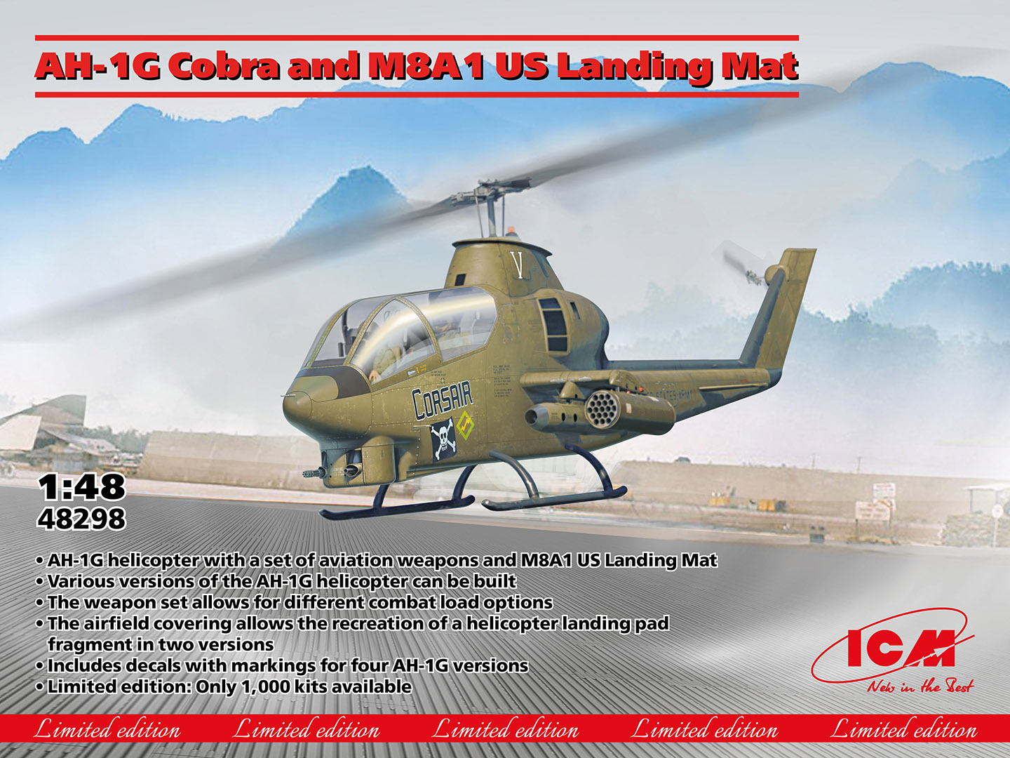 1:35 ICM AH-1G Cobra Helicopter and US Landing Mat Kit