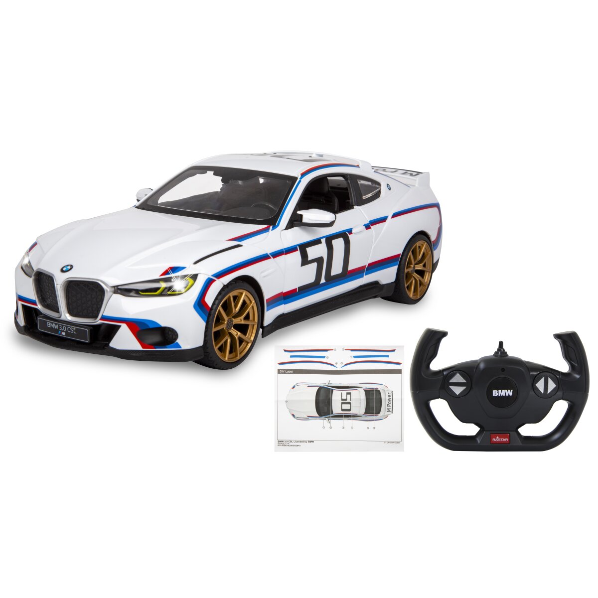 BMW 3.0 CSL RC Car 1:14 - White - 2.4GHz