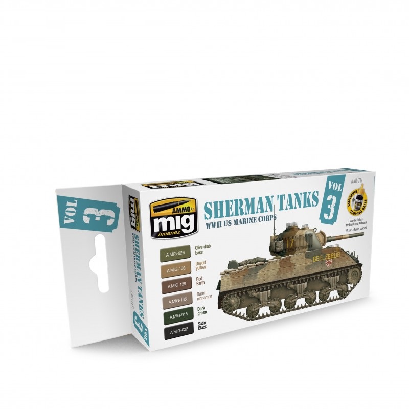 AMMO MIG 7171 Sherman Tanks Vol.3 (WWII US Marine Corps) - Acryl Set