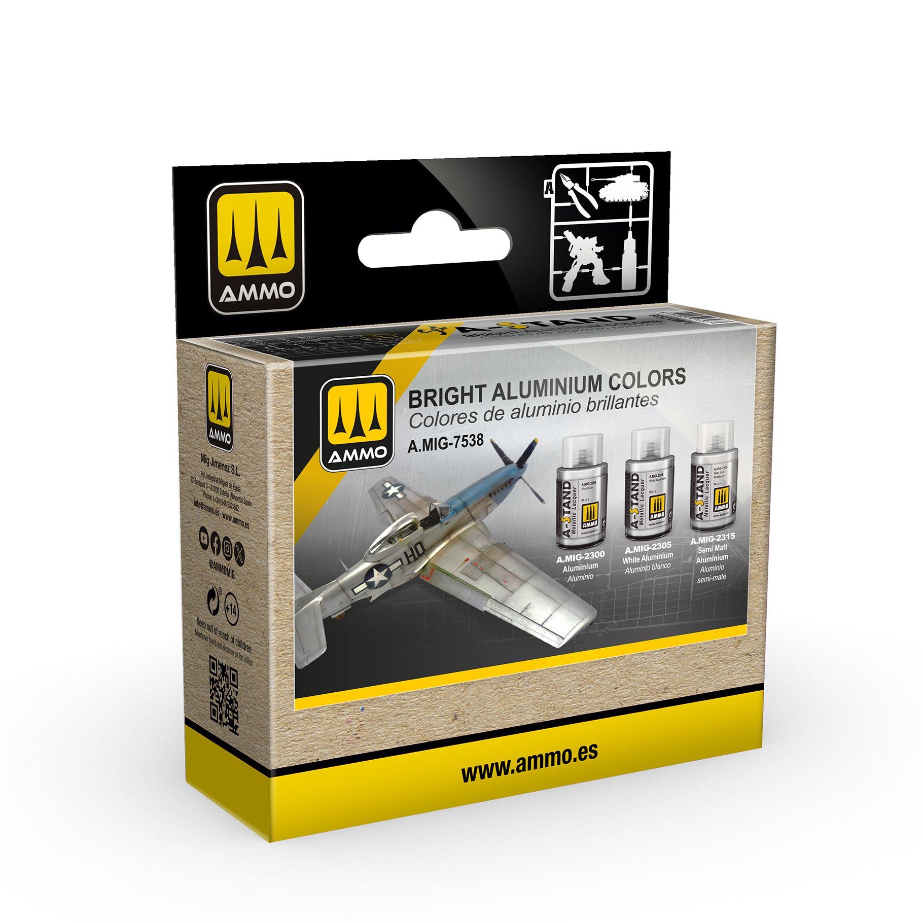AMMO MIG 7538 A-Stand Aluminum Paint Set 3x30ml Acrylic