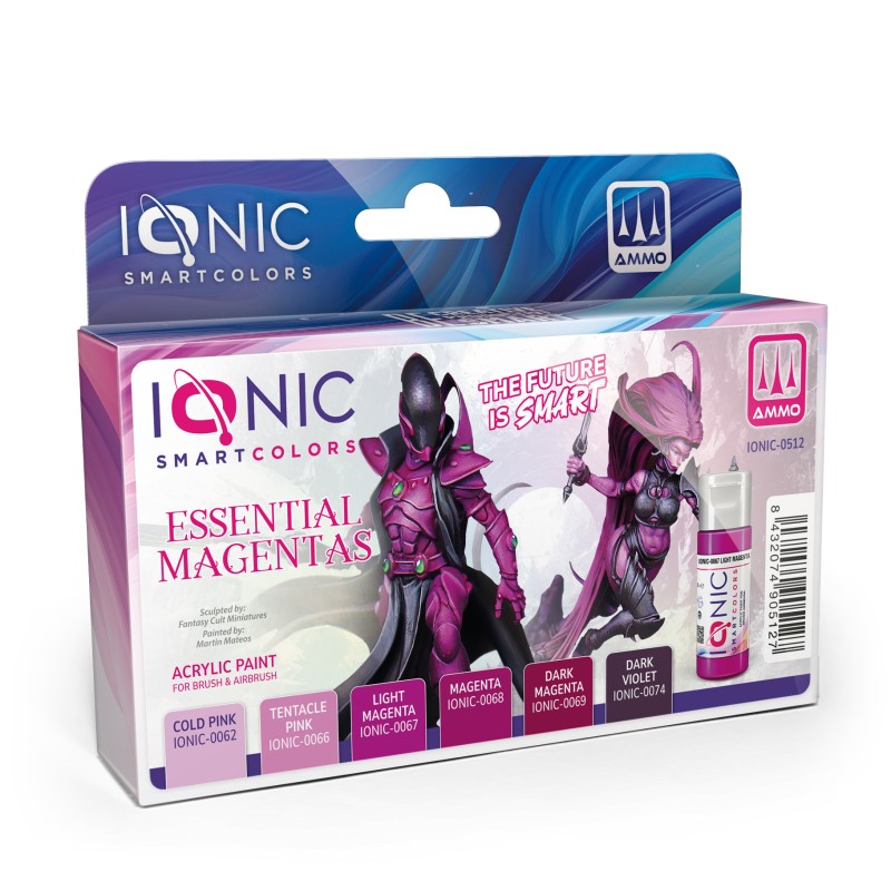 AMMO MIG IO0512 Ionic Smart Colors Essentiële Magenta Kleurenset 6x20ml