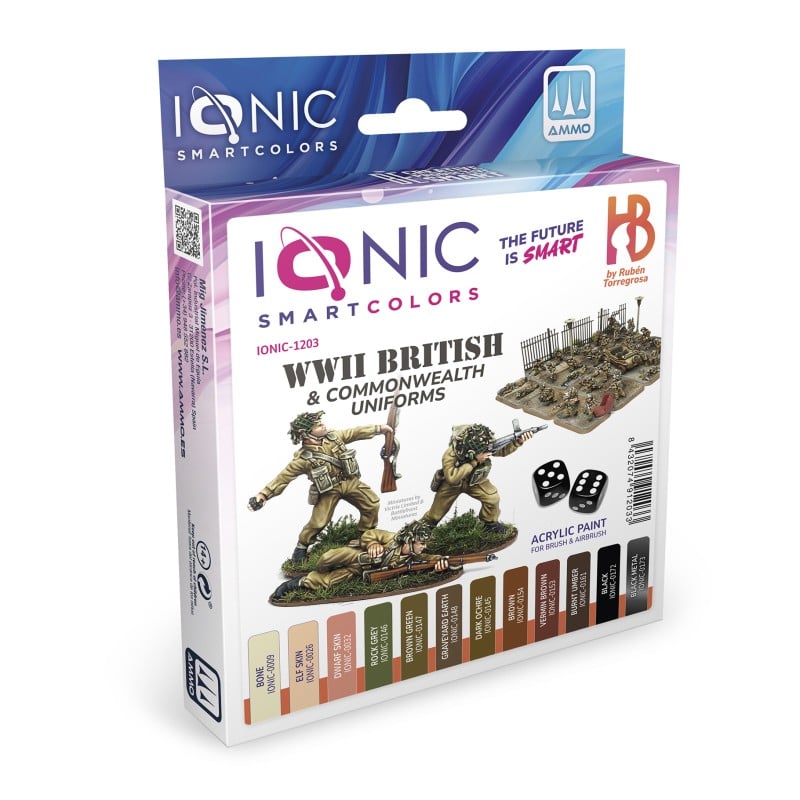 AMMO MIG IO1203 Ionic WWII British Uniforms Paint Set 12x20ml