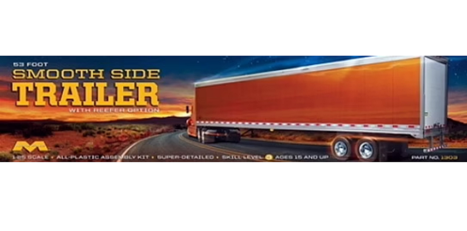 1:25 Moebius 1303 53 Foot Smooth Side Trailer with Reefer Option