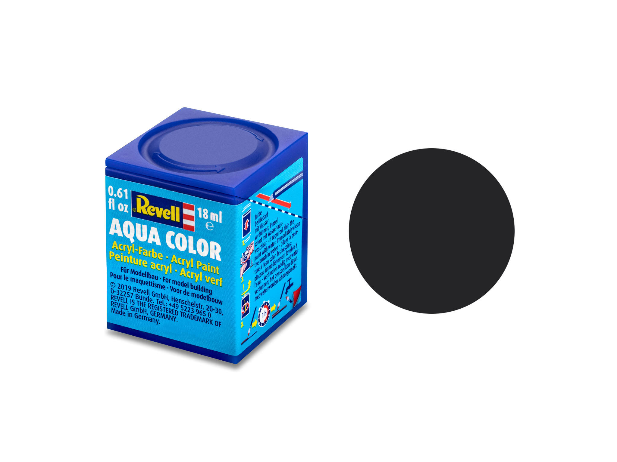 Revell Aqua #6 Tar Black (teerzwart) - Matt - RAL9021 - Acryl - 18ml