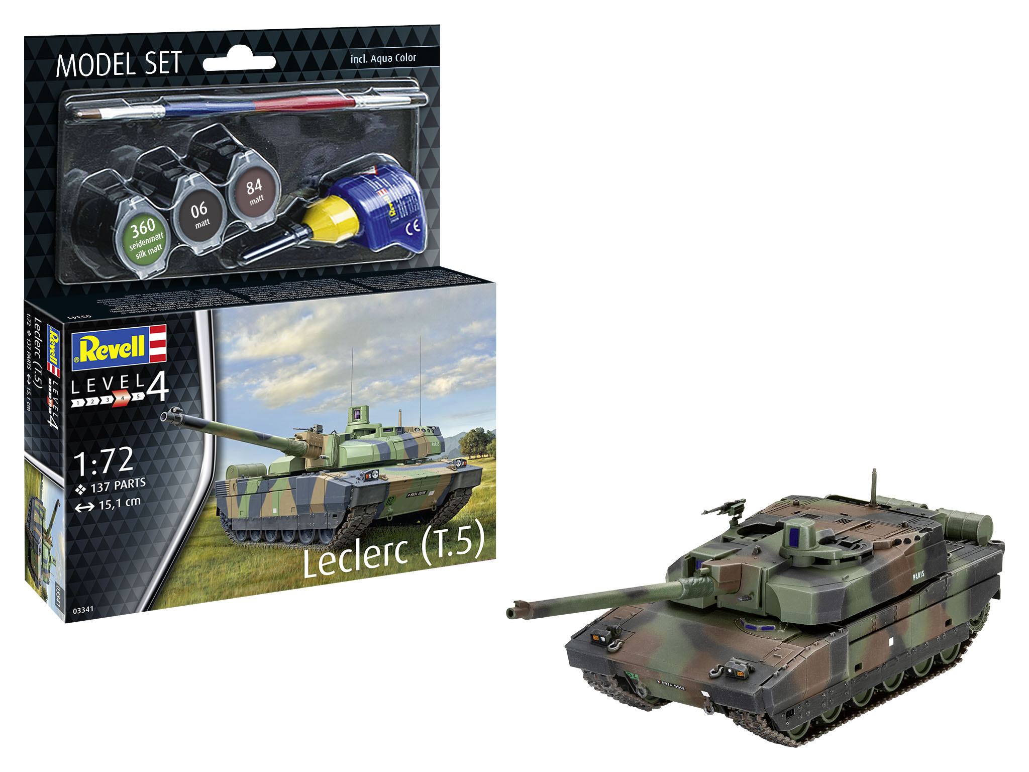 1:72 Revell Leclerc T5 Tank Model Set w/ Paint & Glue