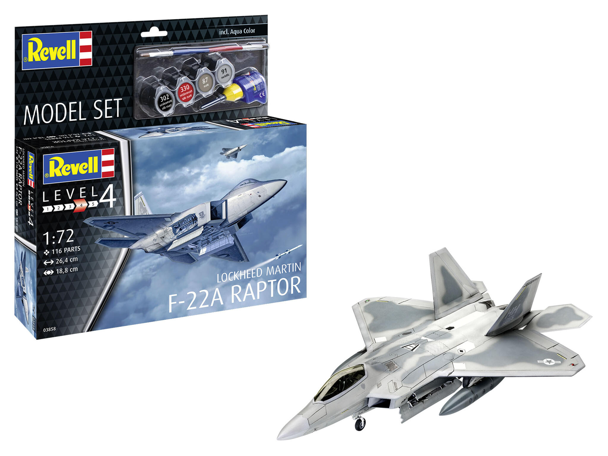 Revell F-22A Raptor Fighter Jet 1:72 - Detailed Model Kit