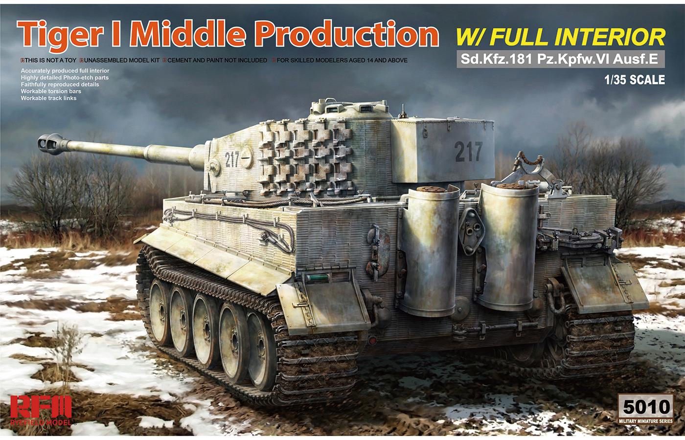 1:35 Rye Field Model 5010 Tiger I Middle Production w/Full Interior