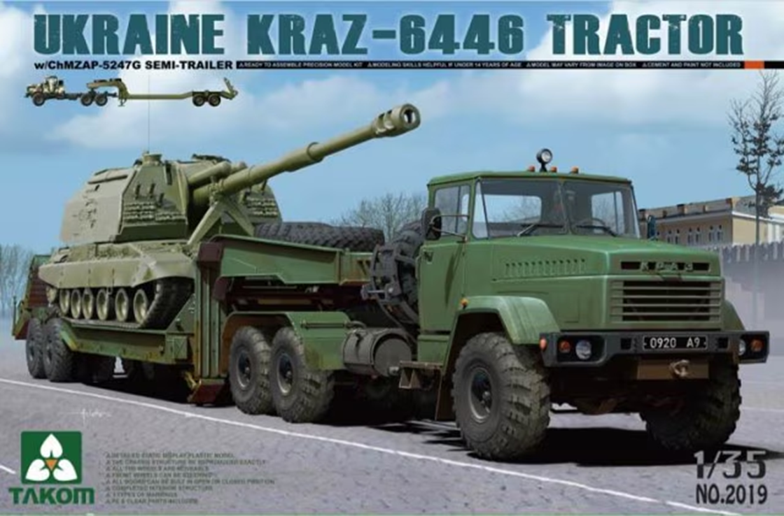 1:35 Takom Ukraine KraZ-6446 Tractor w/ Semi Trailer Model Kit