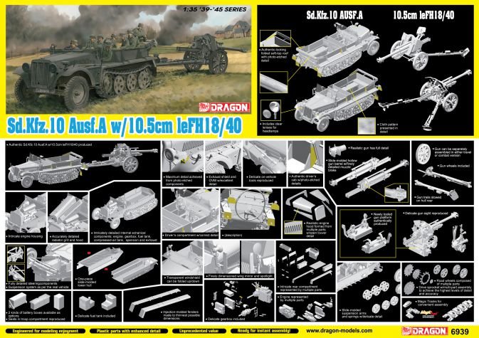 1:35 Dragon 6939 Sd.Kfz.10 Ausf.A + 10.5cm le.FH.18/40