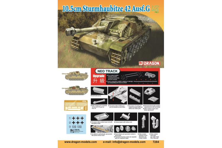 1:72 Dragon 7287 10,5cm Sturmhaubitze 42 Ausf. G met Neo Tracks - Modelbouw