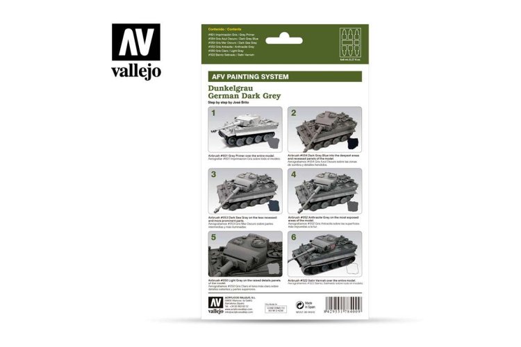 Vallejo 78400 German Dark Grey Armour Painting System - Acryl Set