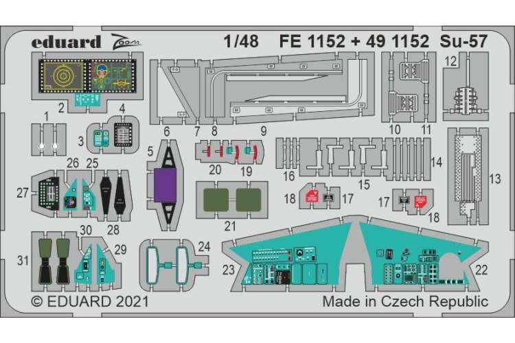 1:48 Eduard FE1152 SU-57 Accessoires for Zvezda