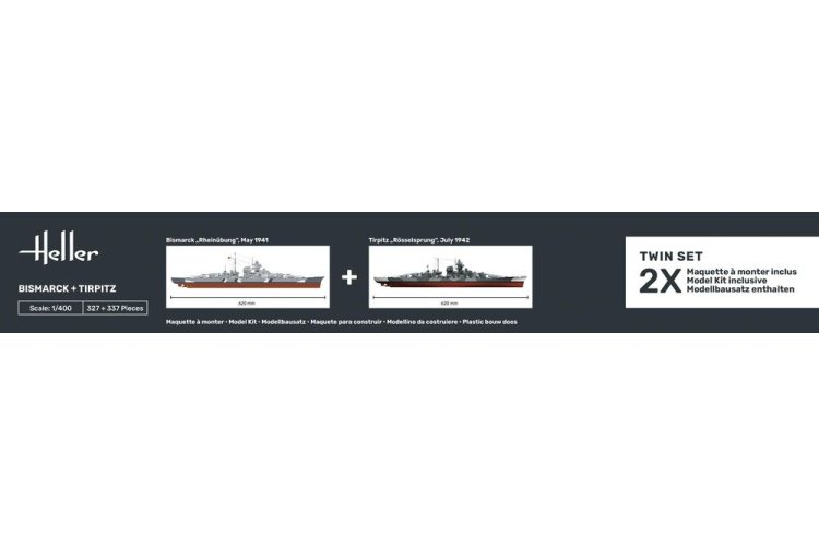 1:400 Heller 55078 Bismarck en Tirpitz Schepen - Twinset - Starter Kit