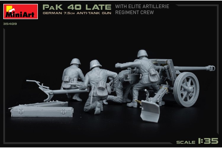 1:35 MiniArt 35409 German 7,5cm Anti-Tank Gun Pak 40 Late - w/Elite Artillerie Regiment crew