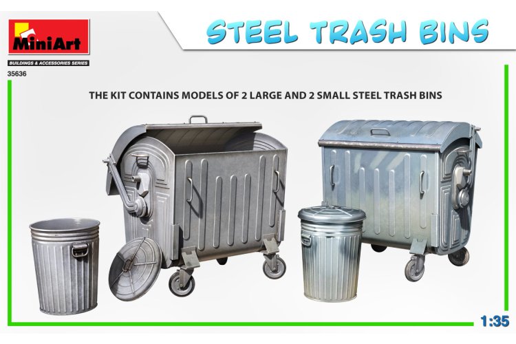 1:35 MiniArt 35636 Steel Trash Bins