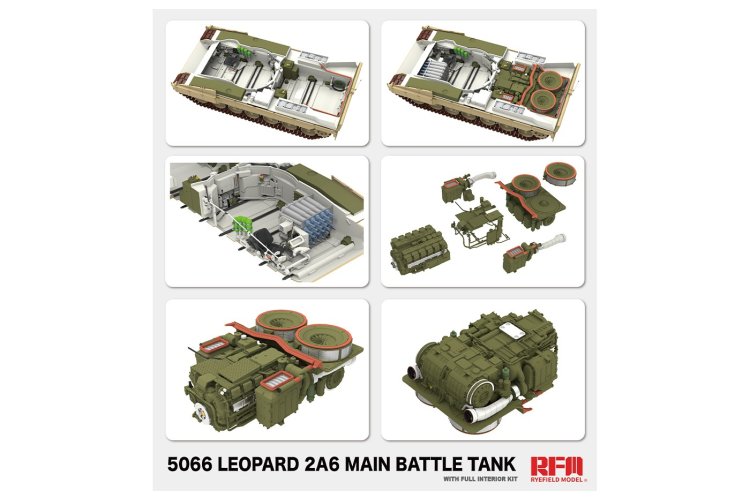 1:35 Rye Field Model 5066 Leopard 2A6 Main Battle Tank w/Full Interior