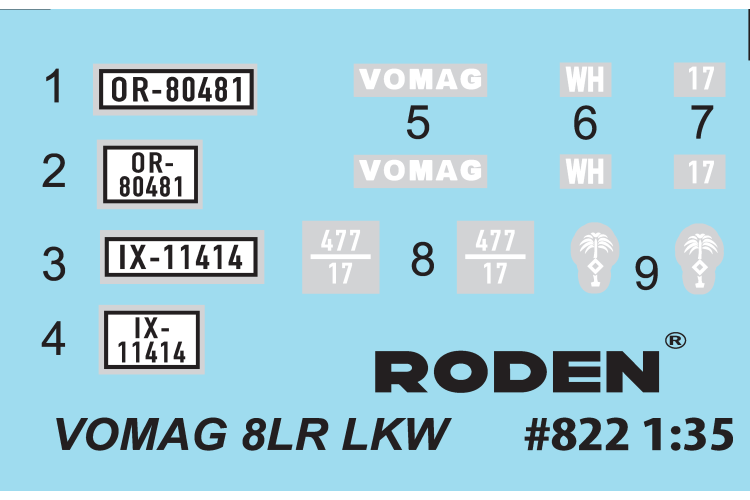 1:35 Roden 822 VOMAG 8LR LKW WWII German Heavy Truck