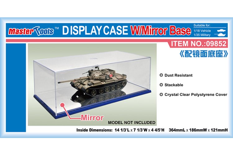 Display Case - Acrylic Showcase with Mirror Base - 364x186x121mm