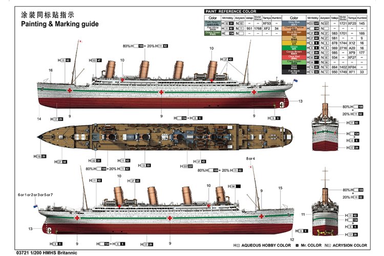 Trumpeter 1:200 HMHS Britannic WWI British Hospital Ship Kit