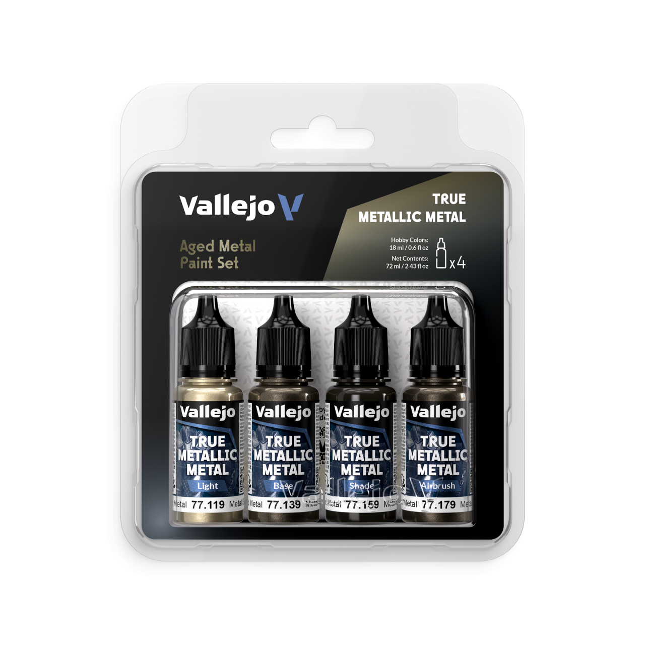 Vallejo 77258 True Metallic Metal Aged Metal Color Set Acrylic 4x18ml